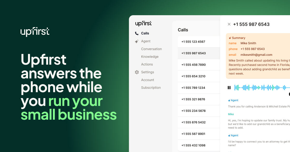 AI Answering Service & Virtual Receptionist | Upfirst